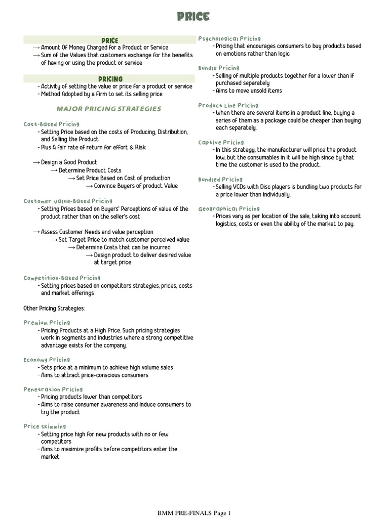 BMM Pre Finals | PDF | Pricing | Retail