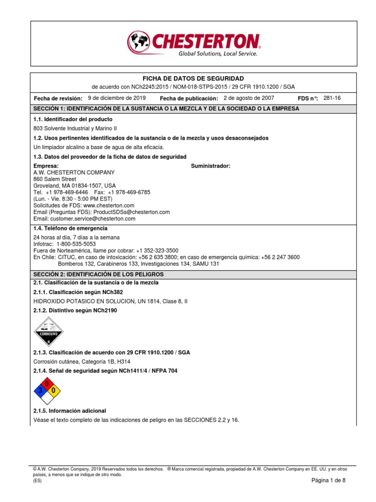 803 Solvente Industrial y Marino II - Chesterton | PDF | Agua ...