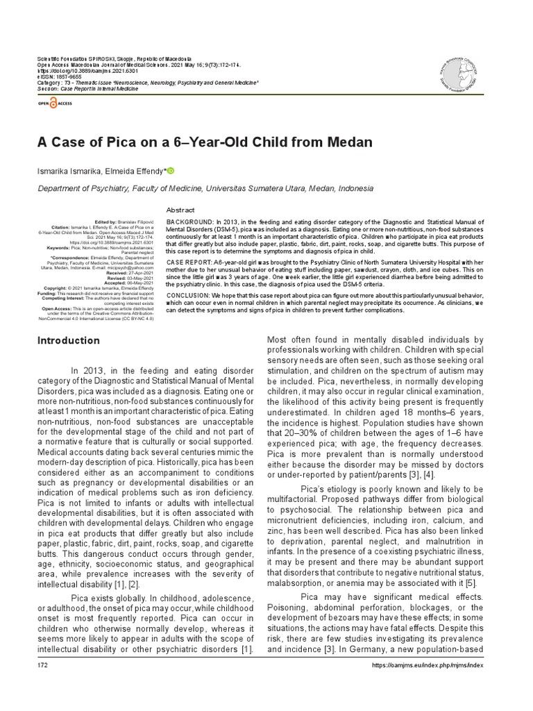 A Case of Pica On A 6-Year-Old Child From Medan | PDF | Mental Disorder ...