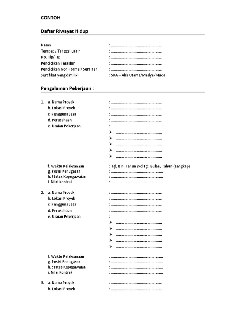 CONTOH - Surat Daftar Pengalaman Kerja | PDF