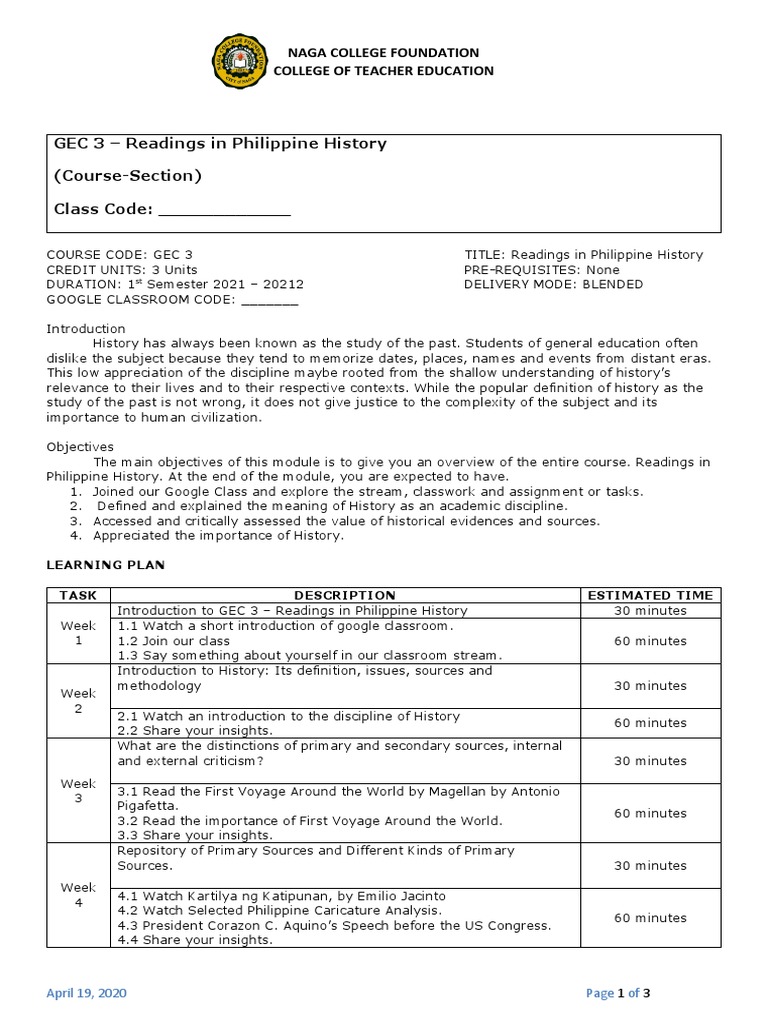 1 Module Reading in Philippine History | PDF | Historiography | Historian