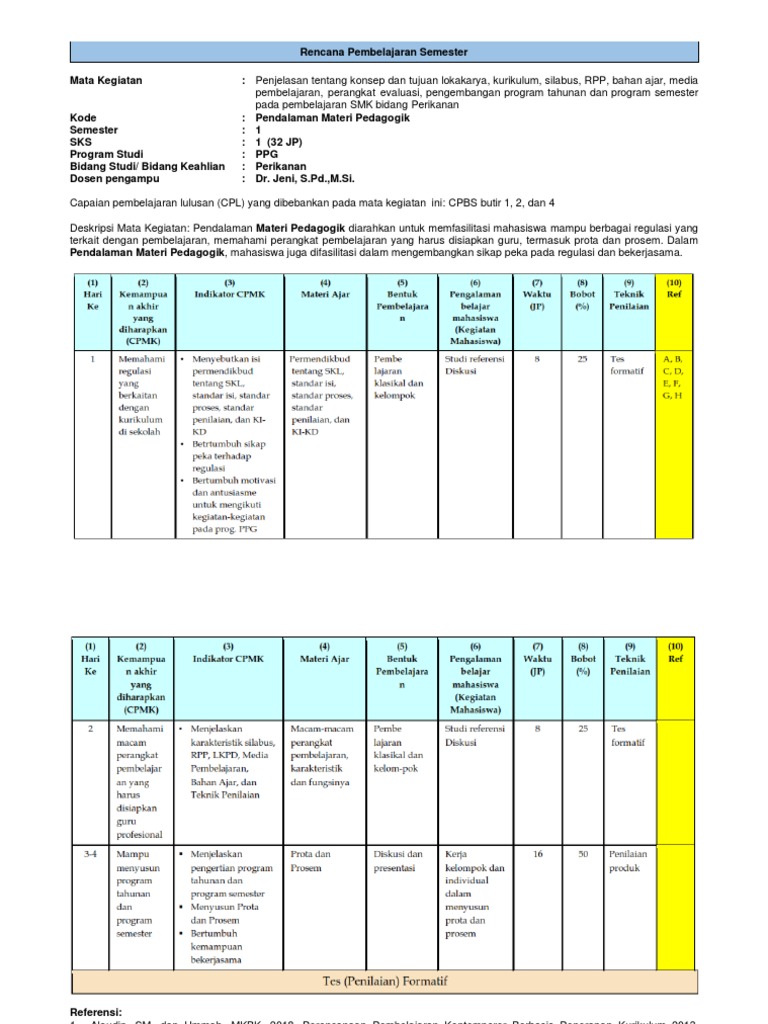 RPS 1 Prajab Pendalaman Materi Pedagogik Rev1 | PDF