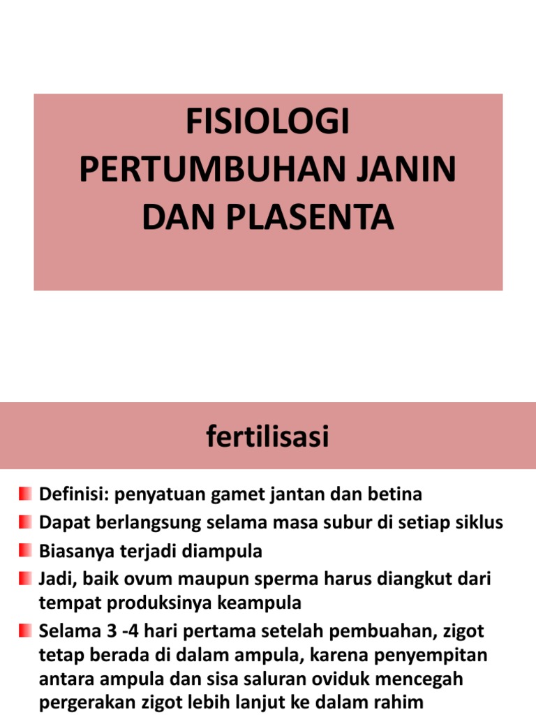 Fisiologi Perkembangan Janin Dan Plasenta | PDF