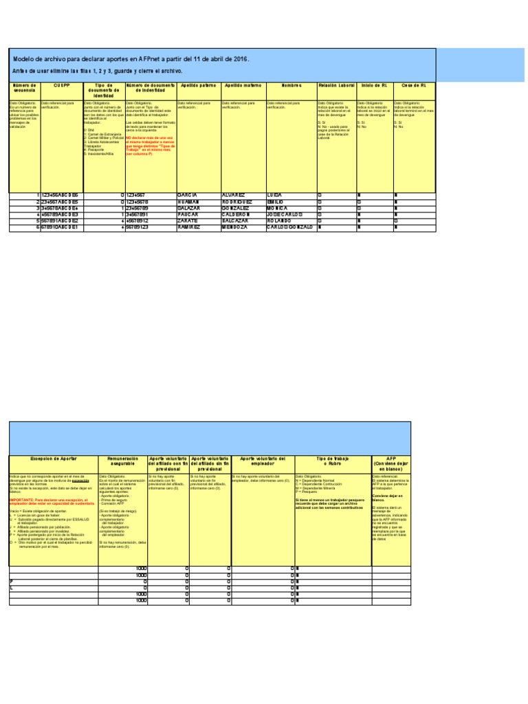 Planilla Unica Ejemplo | PDF