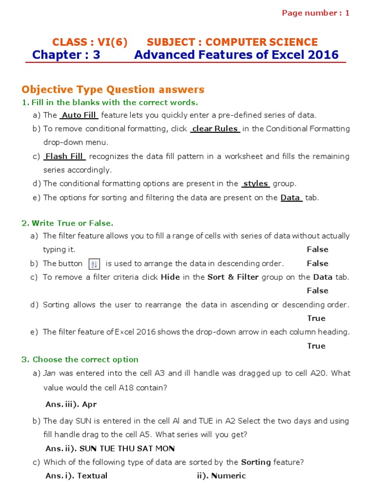 Excel 2016 Class 6 Q&A Guide | PDF | Menu (Computing) | Microsoft Excel
