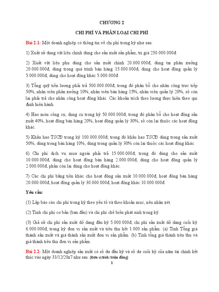 Bài tập KTCP-2022 | PDF