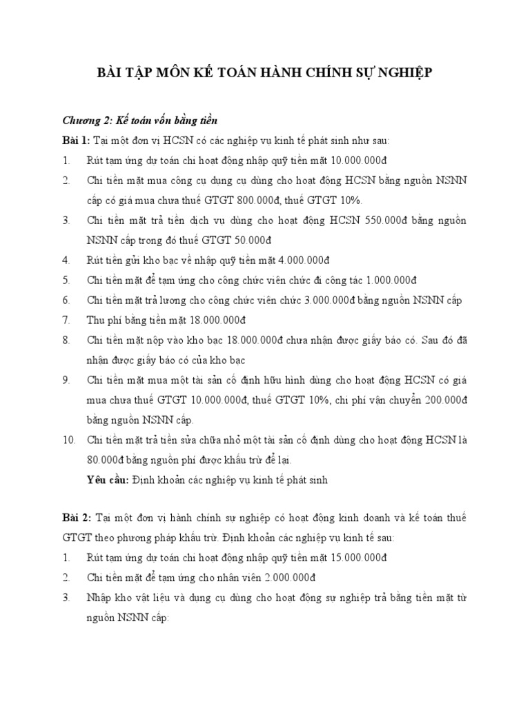 bài tập kthcsn | PDF