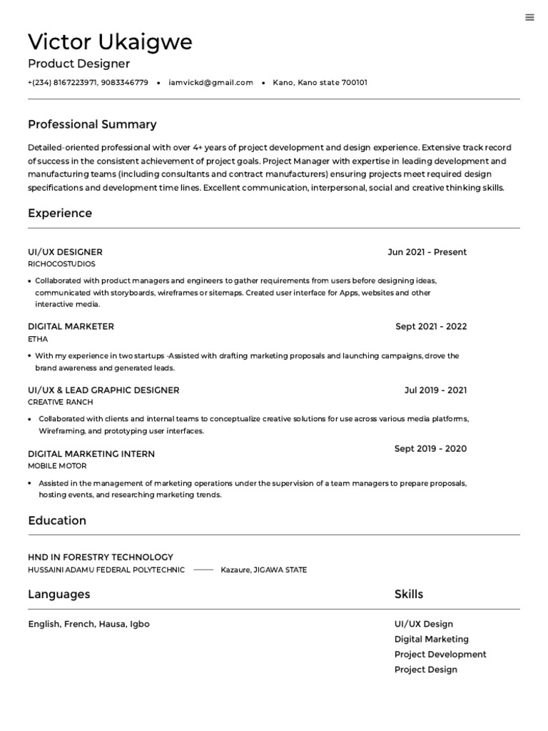 Victor's Resume | PDF | User Interface | Computing