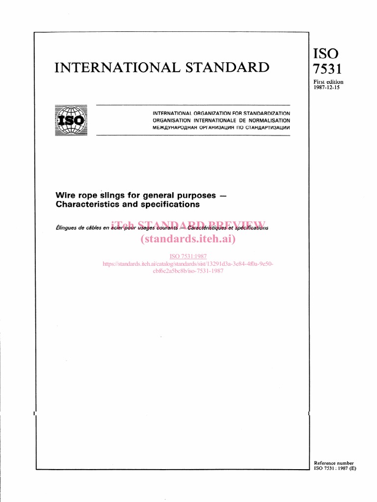 ISO-7531.1987 - (Wire Rope Slings For General Purpose) | PDF | International Organization For ...
