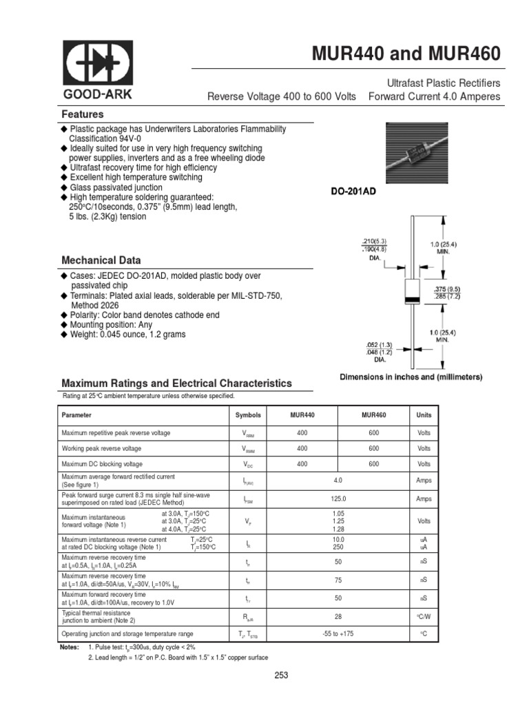 MUR460 | PDF | Diode | Rectifier