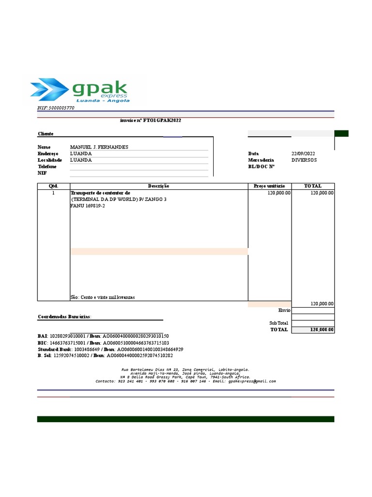 Nova Factura GPAK EXPRESS, LDA | PDF