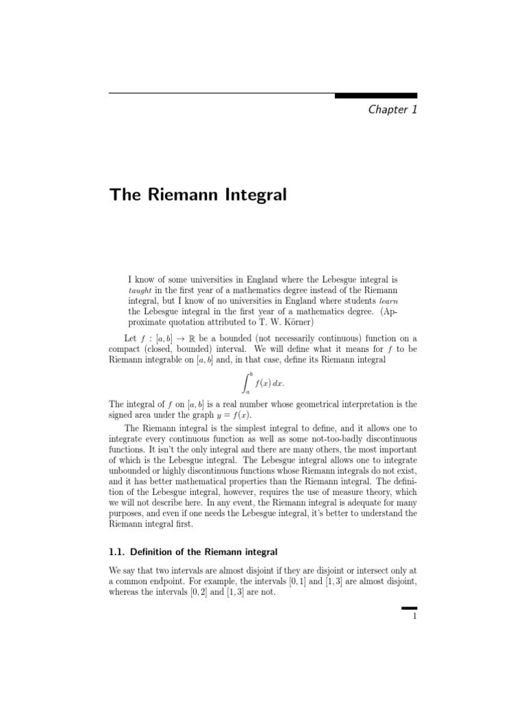 Riemann Integral | PDF | Lebesgue Integration | Integral