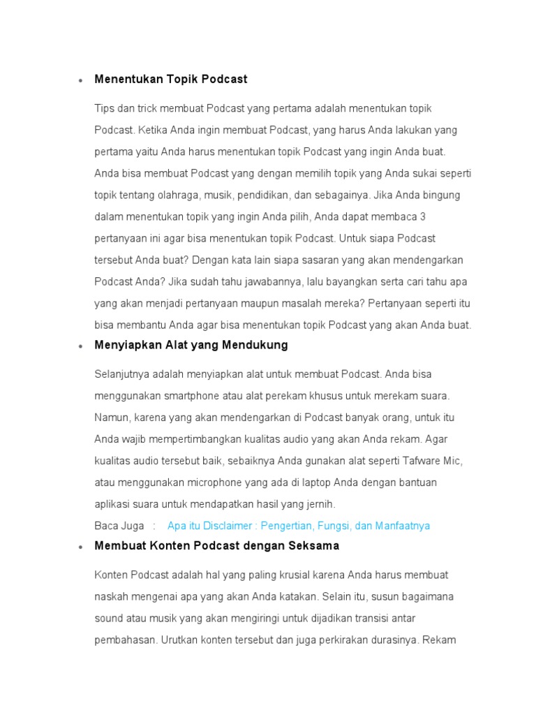 Menentukan Topik Podcast Dan Peralatan | PDF