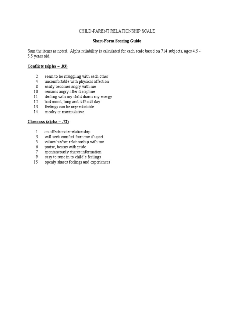 Child-Parent Relationship Scale Guide | PDF