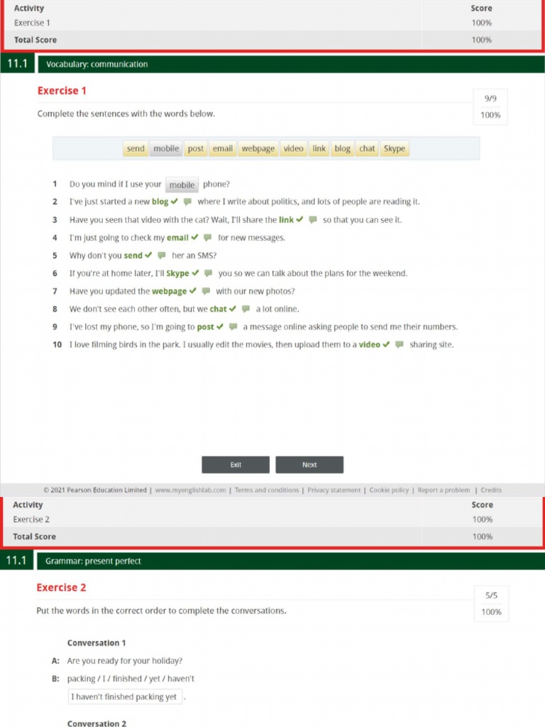 11 My English Lab Unit 11 - Resuelto Al 100% | PDF