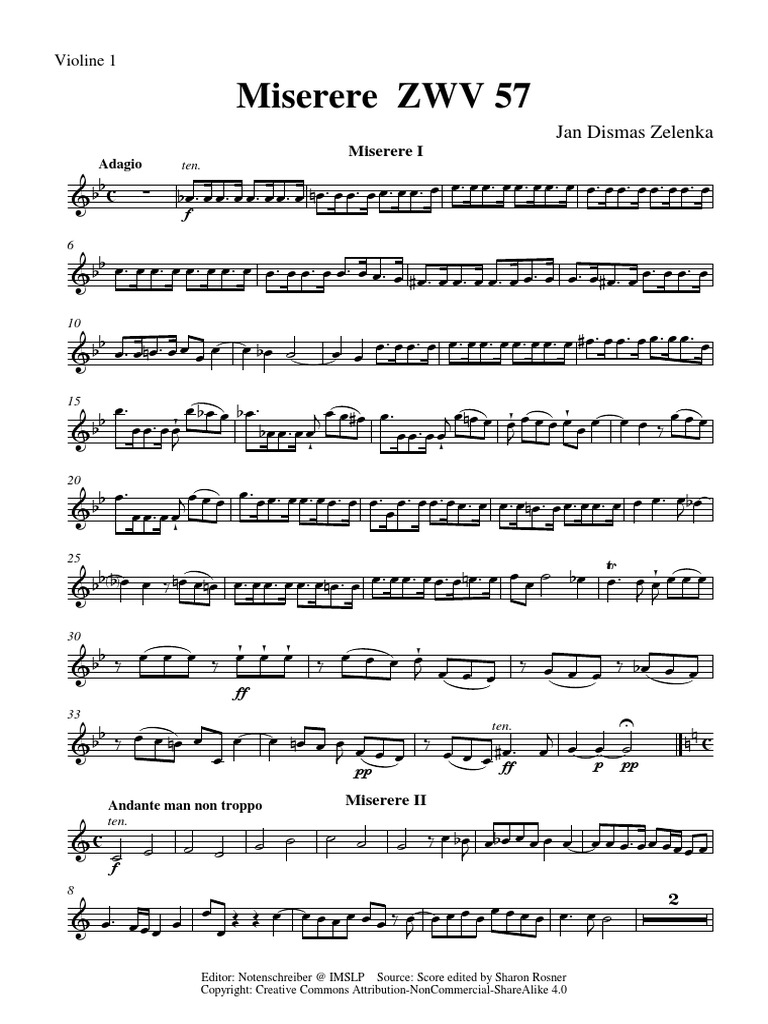 Zelenka Miserere Violine 1 | PDF