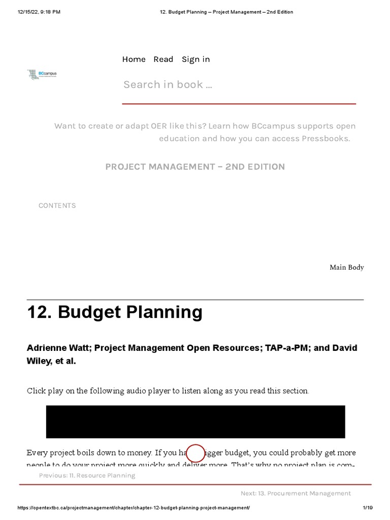 12. Budget Planning – Project Management – 2nd Edition | PDF | Business