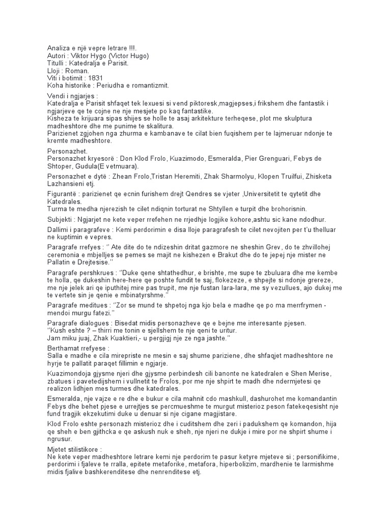 Analiza e Një Vepre Letrare | PDF