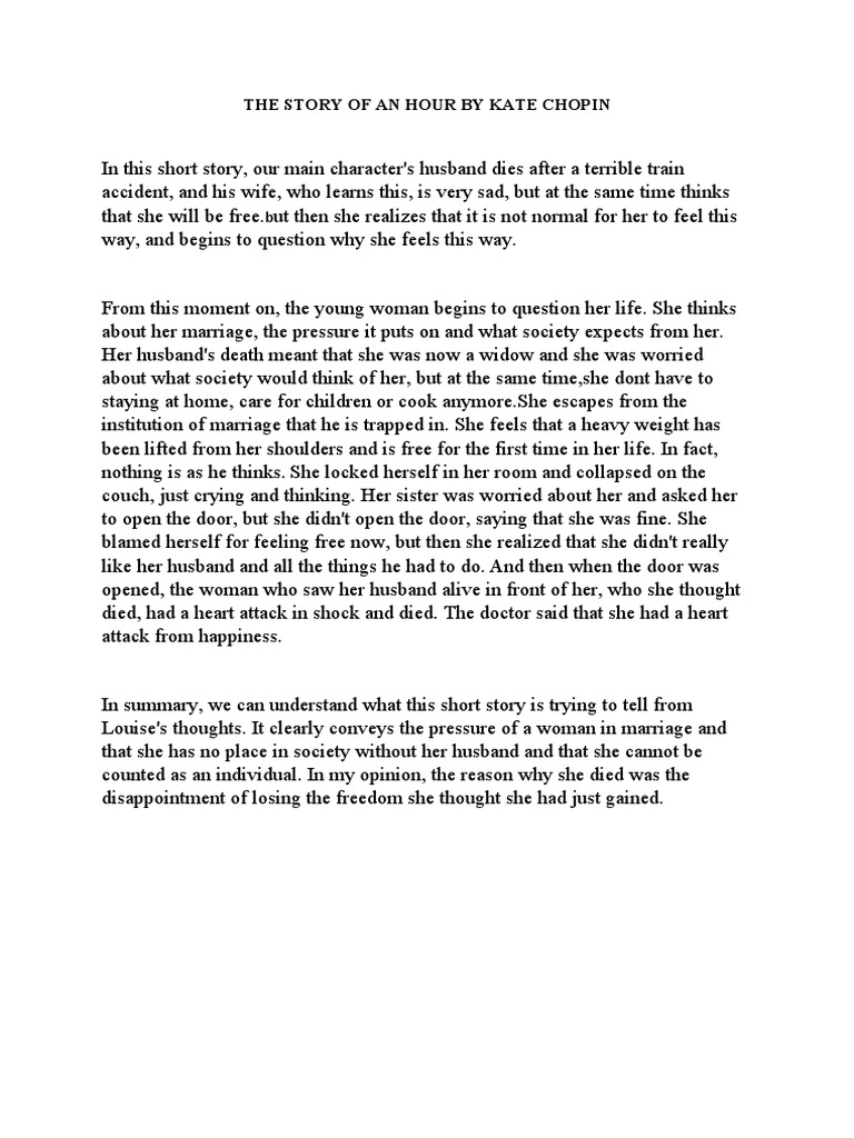 The Story of An Hour by Kate Chopin | PDF