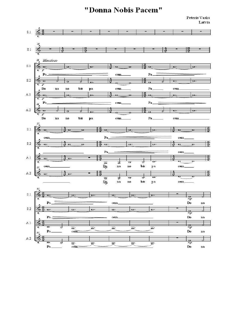 VASKS Peteris - Dona Nobis Pacem - SSAA | PDF VASKS Peteris - Dona Nobis Pacem - SSAA | PDF