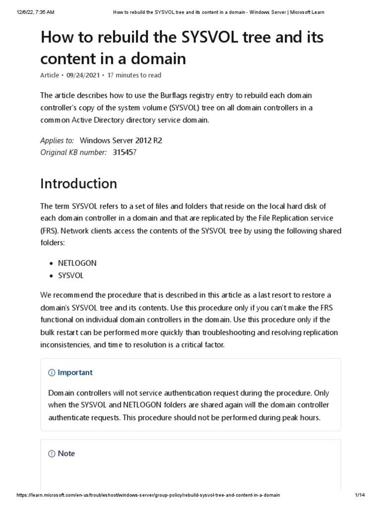 How To Rebuild The SYSVOL Tree and Its Content in A Domain - Windows ...