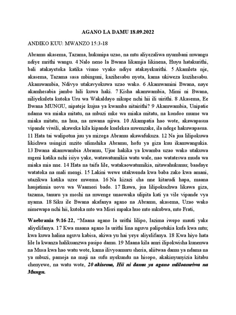 Agano La Damu 18092022 | PDF