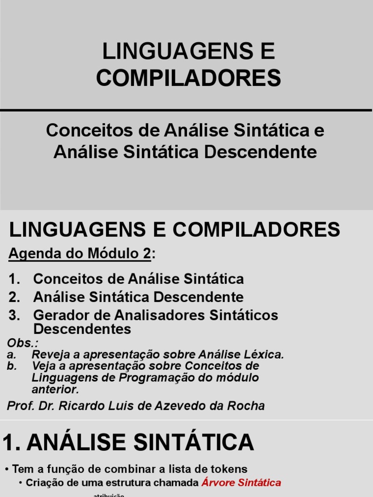 Análise Sintática em Compiladores | PDF | Análise sintática (computação ...