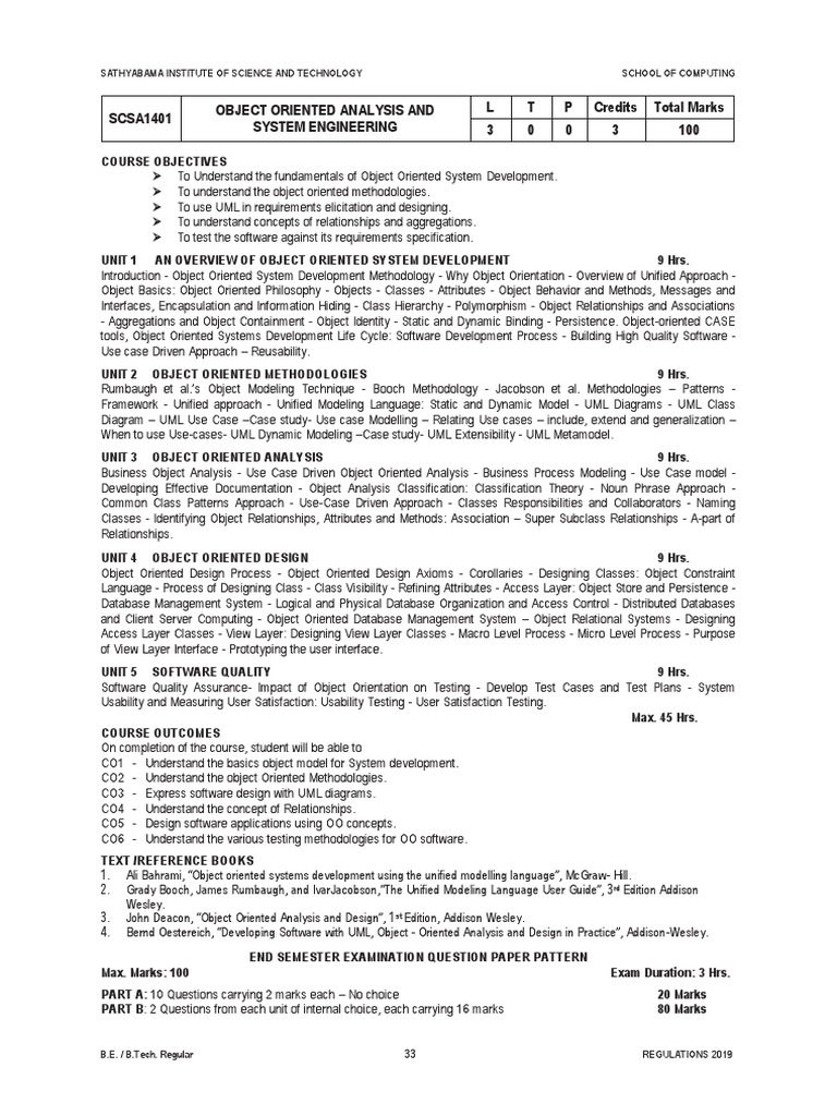 Sem4 Obj Orianted Syallabus | PDF | Unified Modeling Language | Object (Computer Science)