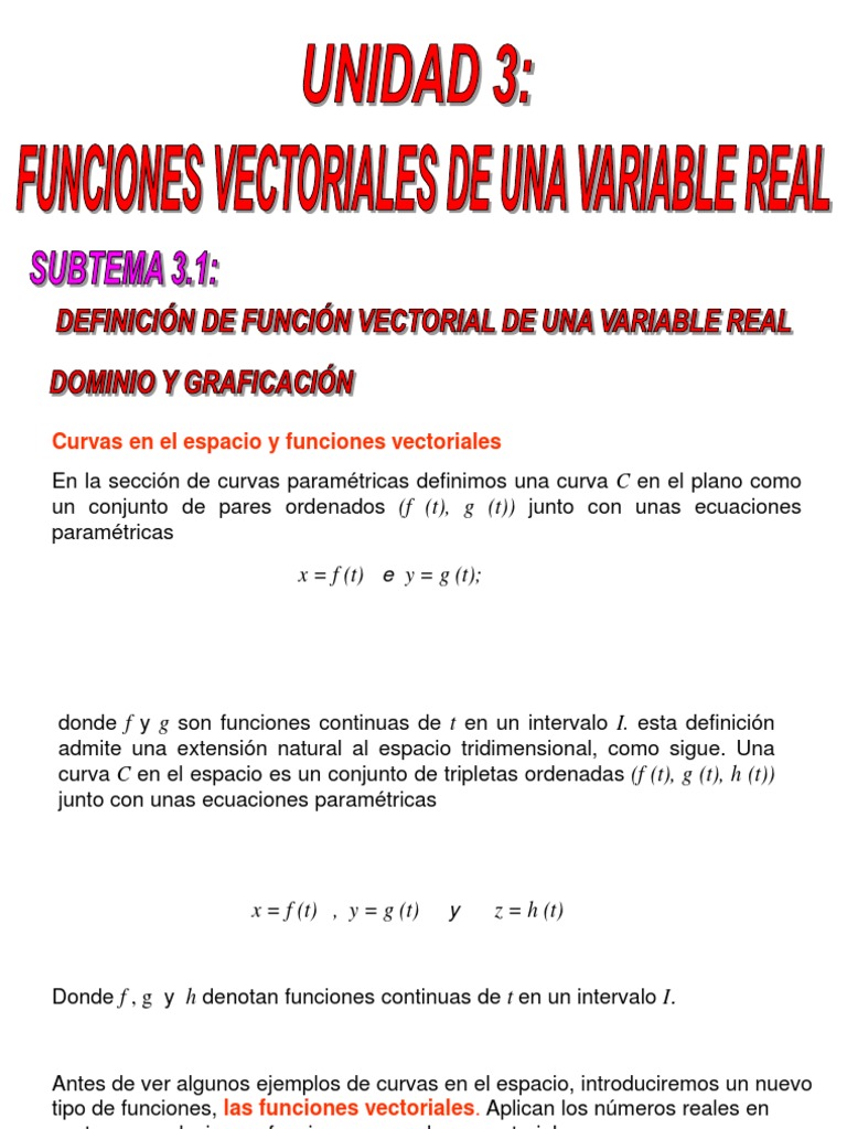 Unidad 3 Calculo Vectorial | PDF | Vector Euclidiano | Curva