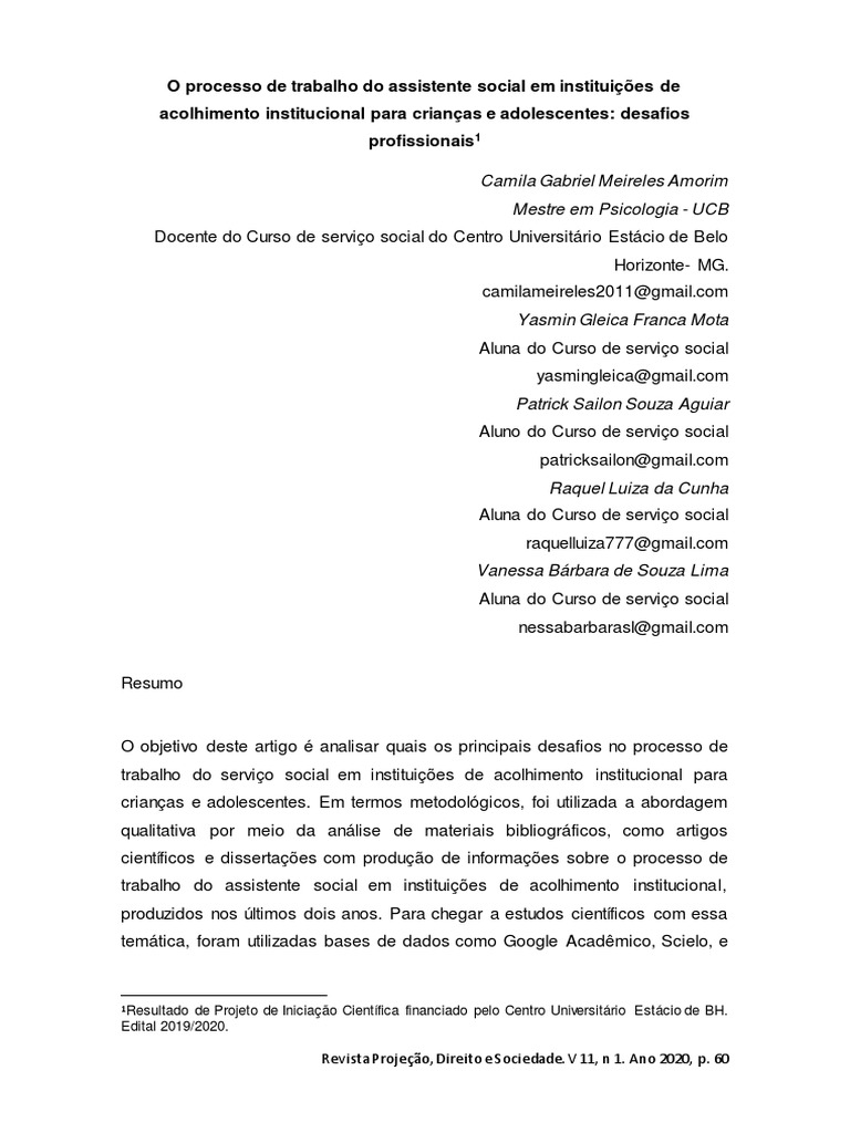 Papel Do Assistente Social No Acolhimento | PDF | Sociologia | Família