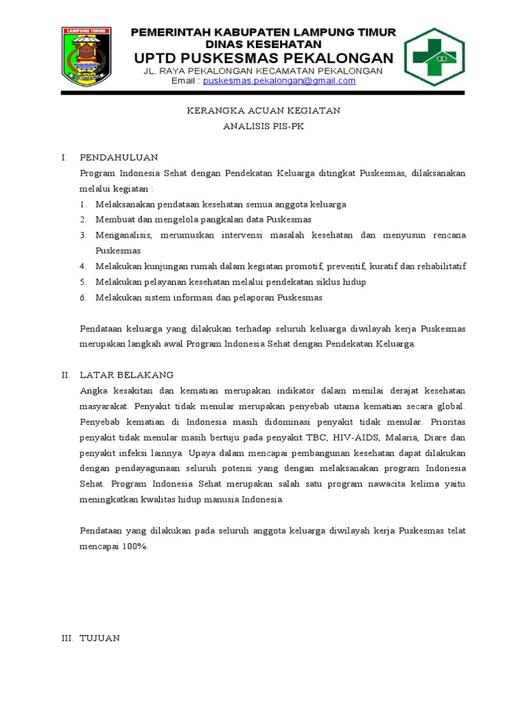 KAK+Laporan Analisis PIS-PK | PDF | Kesehatan Holistik | Sains & Matematika