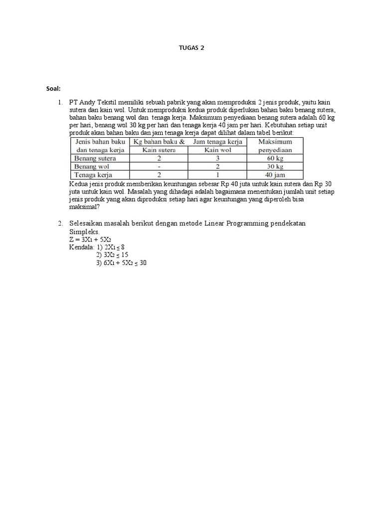 Tugas 2 (1) Riset Operasi | PDF