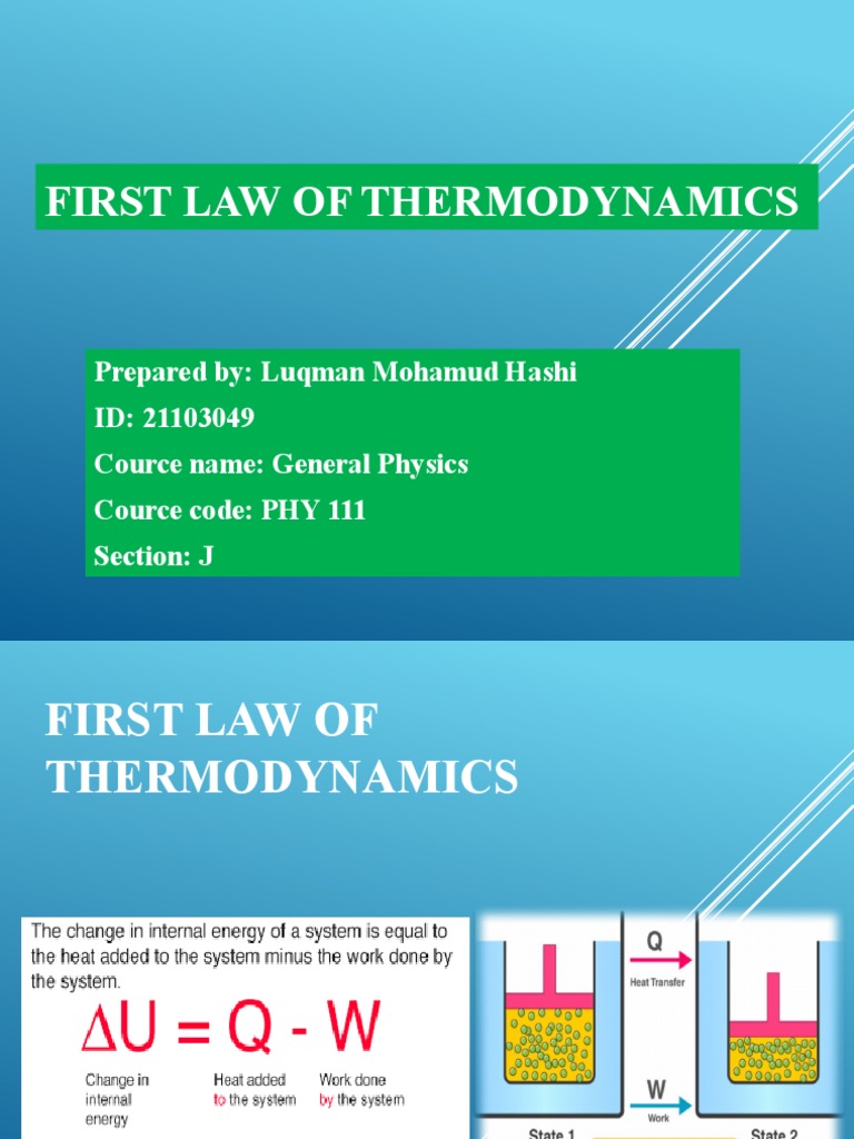 First Law of Thermodynamics Updated Summer 2021 | PDF | Heat | Temperature