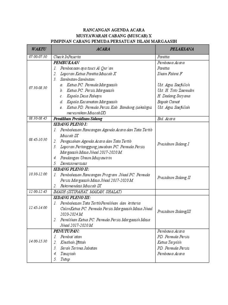 Rancangan Agenda Acara | PDF