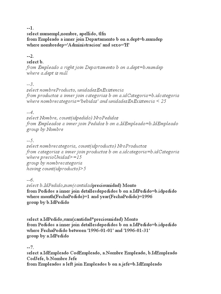 Consultas SQL para Gestión de Empleados y Ventas | PDF