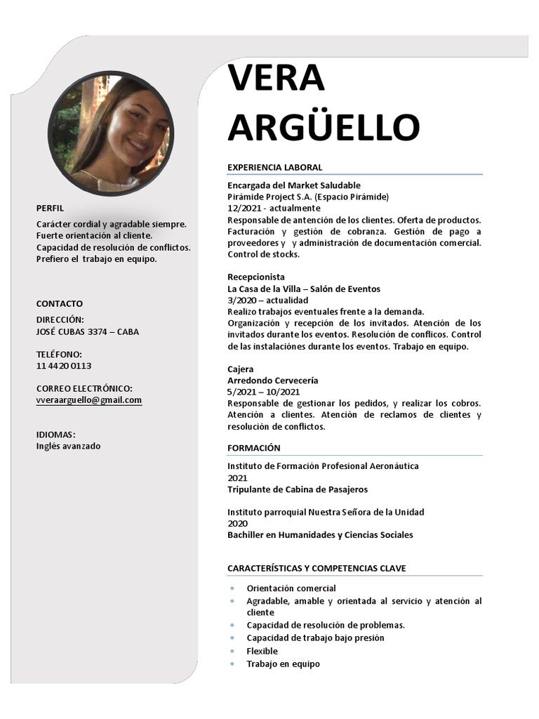 CV Vera Arguello-1 | PDF | Business