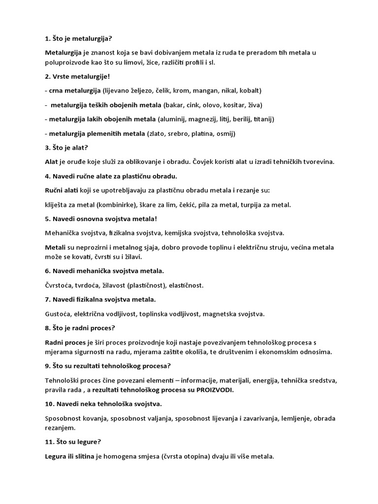 Tehnički - Pitanja za test | PDF