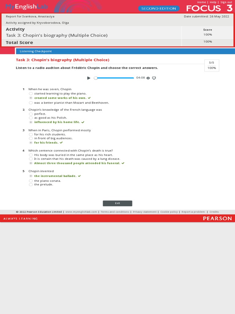Task 3 Chopin's Biography (Multiple Choice) - Mo | PDF