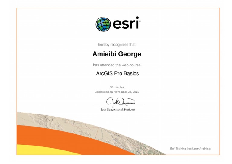 ArcGIS Pro Basics - Certificate - 11222022 | PDF ArcGIS Pro Basics - Certificate - 11222022 | PDF