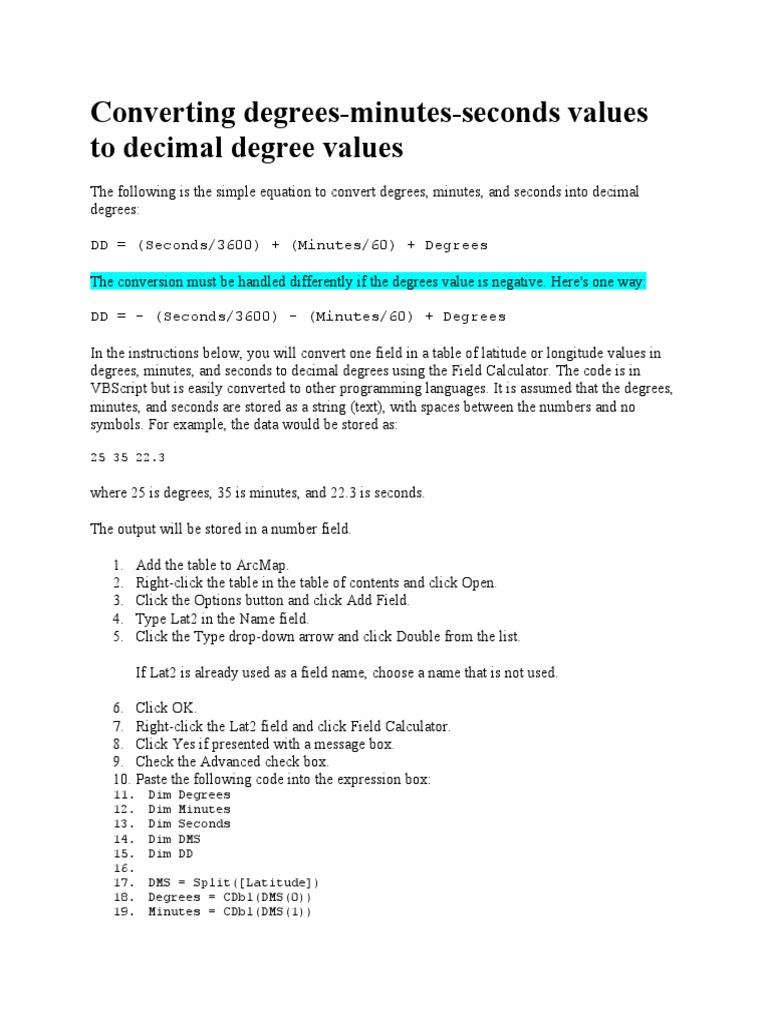 Converting degrees | PDF