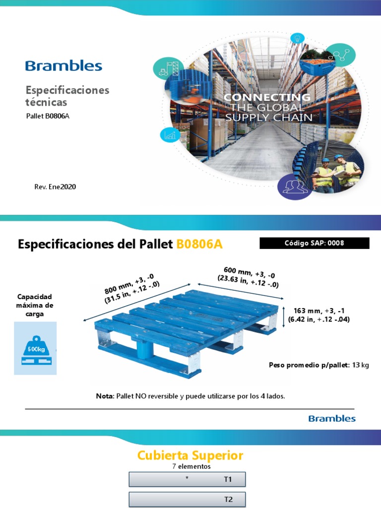 Especificaciones Pallet CHEP B0806A 09ene2020 | PDF