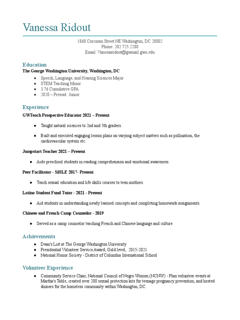 vanessa ridout - resume-3 | PDF
