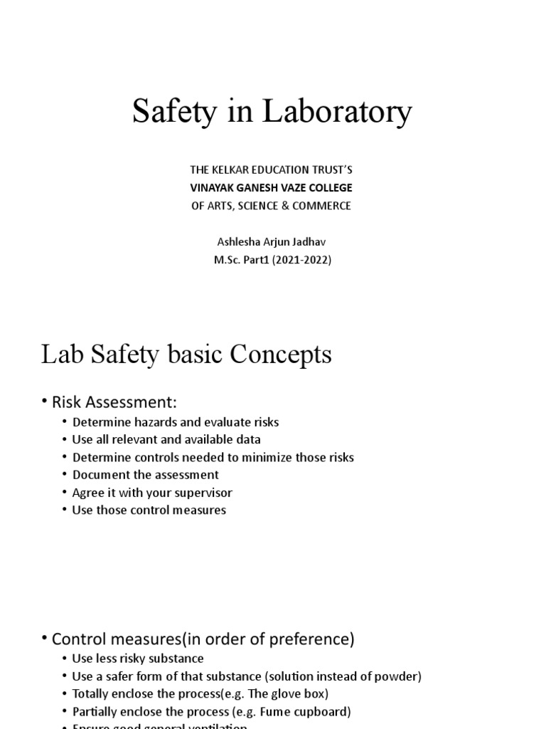 Safety in Laboratory | PDF | Occupational Safety And Health ...