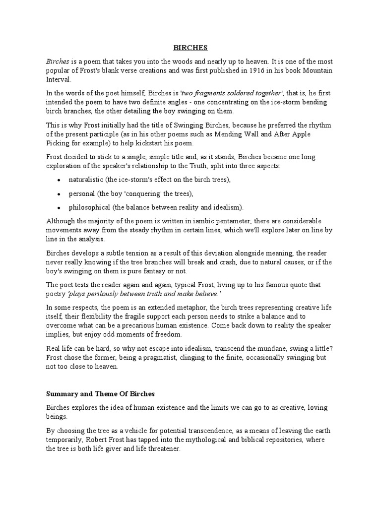 BIRCHES | PDF | Poetry | Heaven