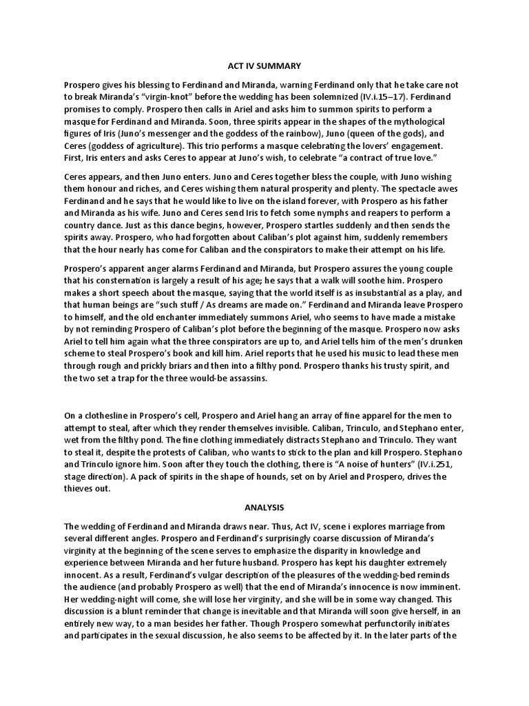 Tempest Act 4 | PDF | The Tempest