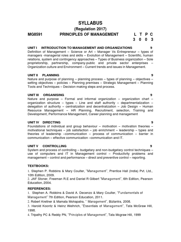 MG8591 Principles of Management | PDF | Business | Self-Improvement