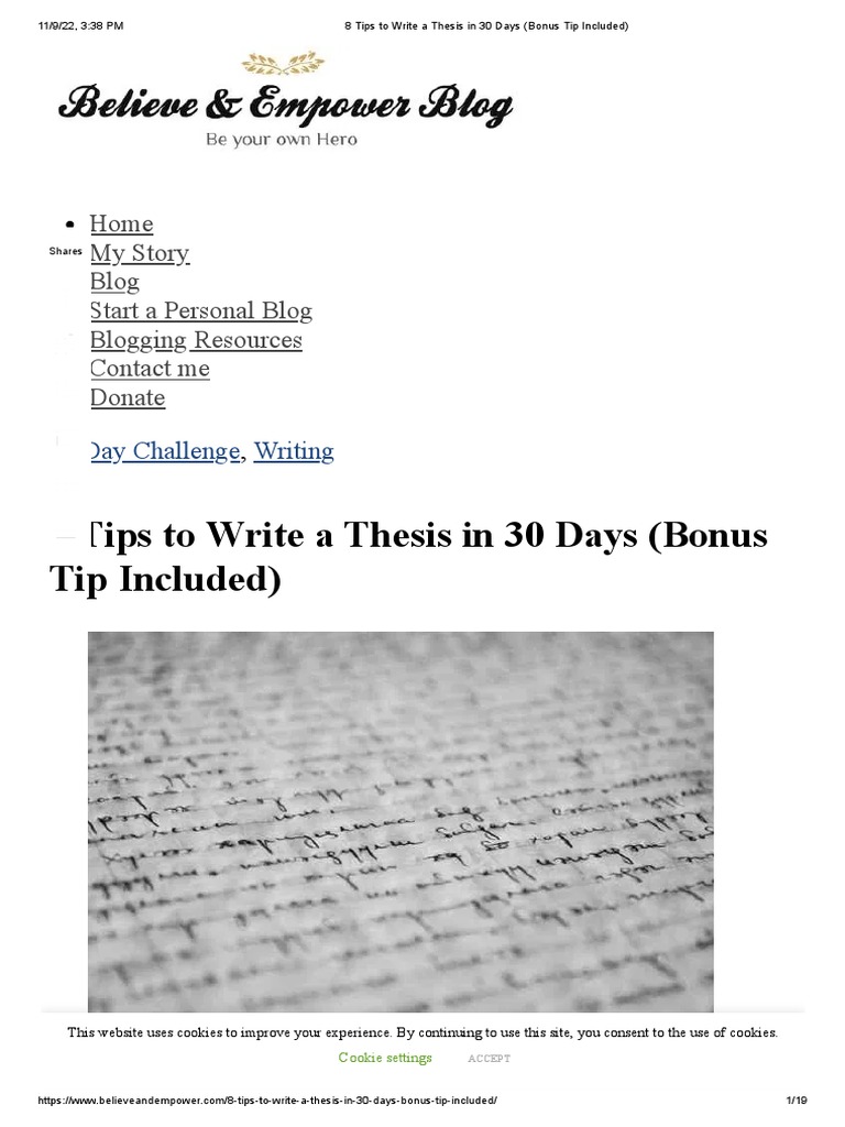 8 Tips To Write A Thesis in 30 Days (Bonus Tip Included) | PDF | Thesis