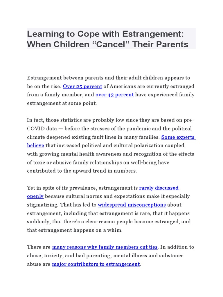 Learning To Cope With Estrangement | PDF | Mental Disorder | Grief