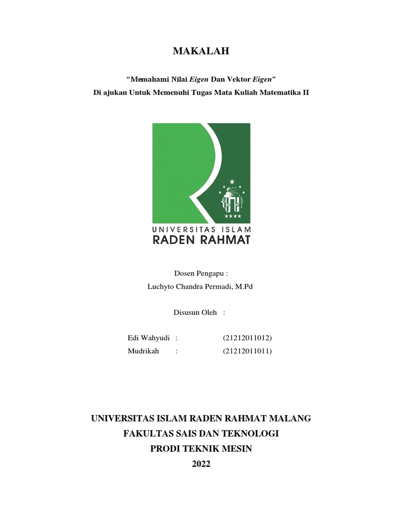 Nilai - Eigen - Dan - Ruang - Eigen Mudrikah | PDF | Komputer Nilai - Eigen - Dan - Ruang - Eigen Mudrikah | PDF | Komputer