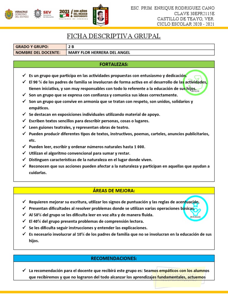 Ficha Descriptiva Grupal 2021 | PDF